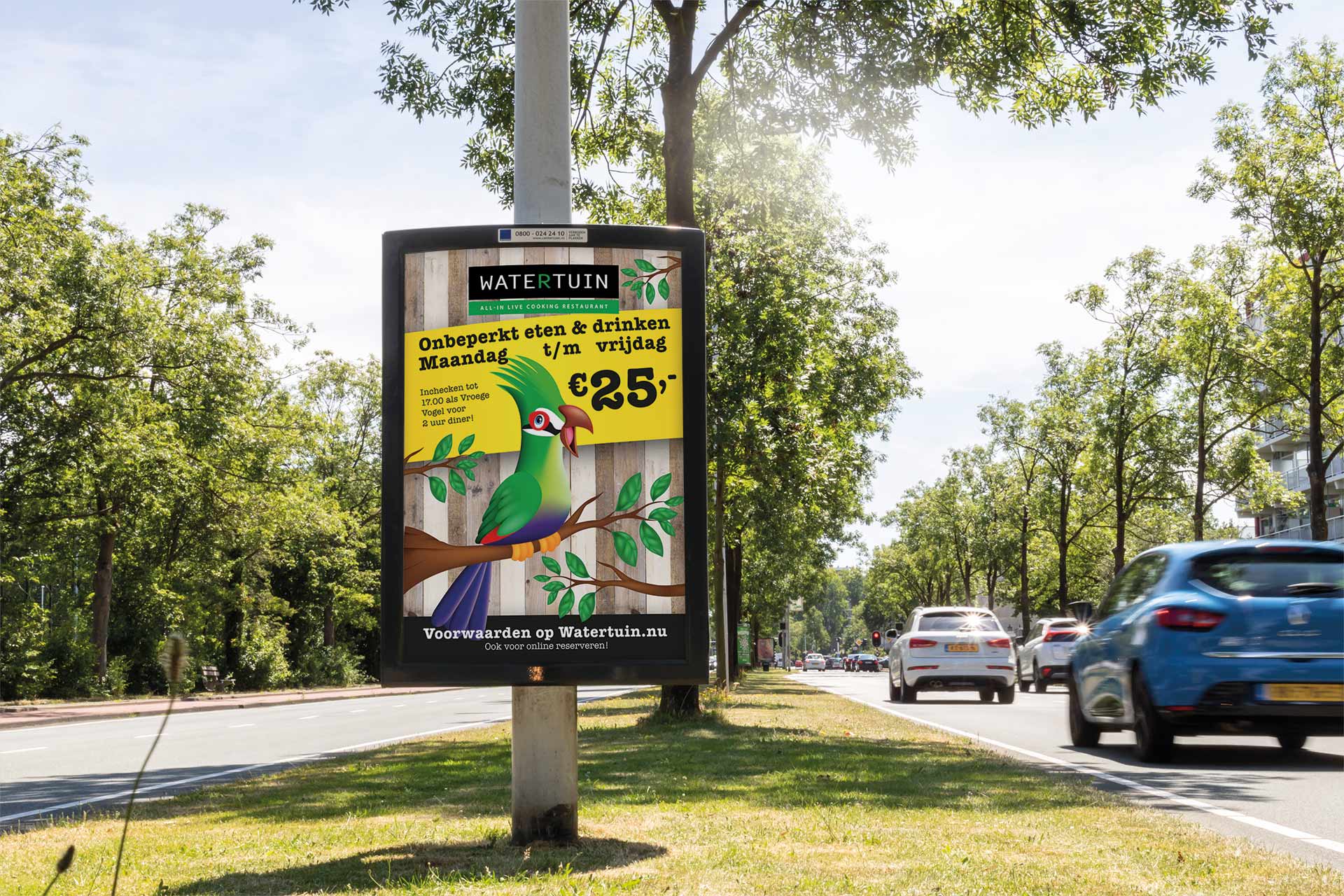 A0 Reclameborden - Een reclamebord aan een lantaarnpaal
